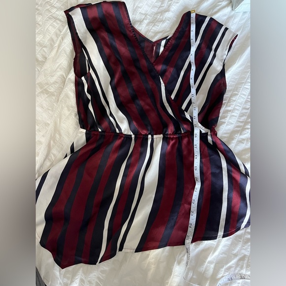 Express | Tops | Express Pleated Cross Over Blue White Burgundy One ...